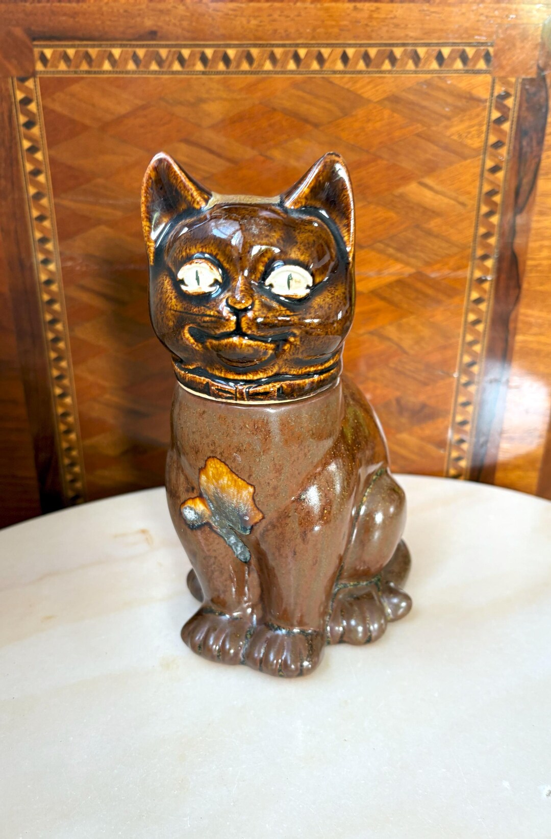 Rare Vintage Tobacco Jar Zoomorphic, Cat Ceramic Glazed, Vallauris ...