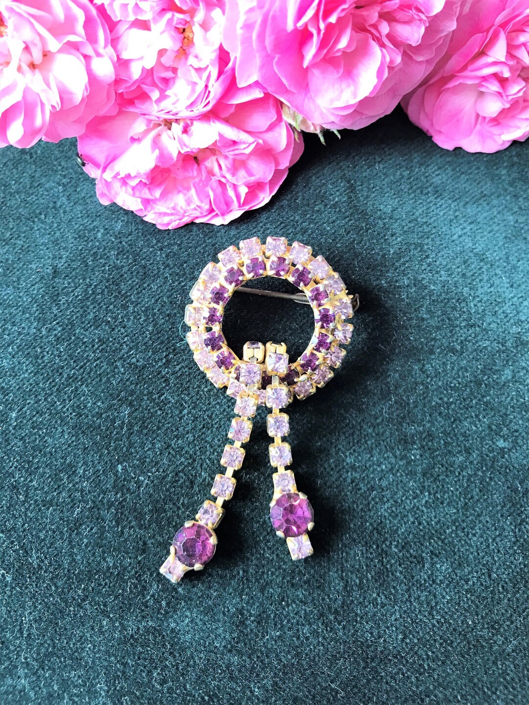 Art Deco Sphere Strass Brooch 2 Pendants Decorated With Mauve - Etsy