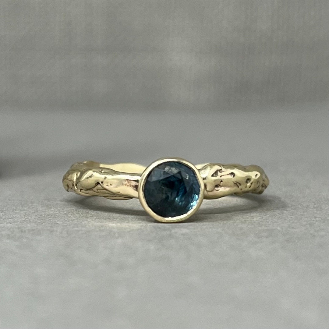 Sapphire and Gold Molten Engagement Ring - Etsy UK