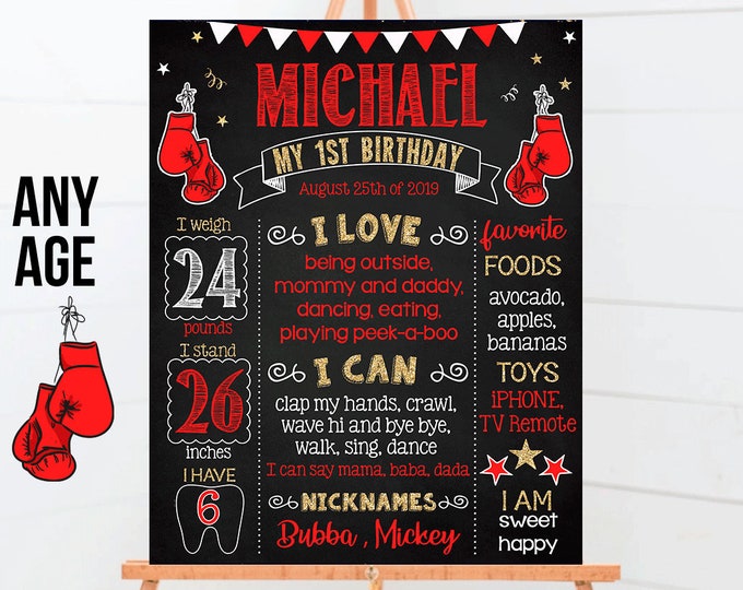 Boxing Birthday Milestone - Boxer Themed Party Poster - Editable ...