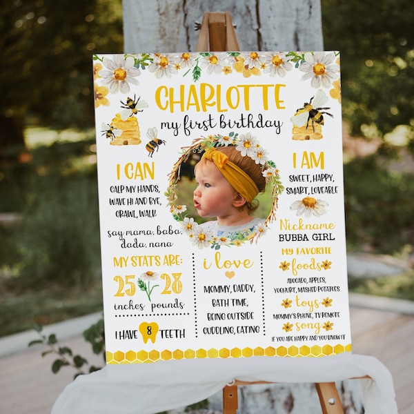 First Birthday Poster Bee - Etsy