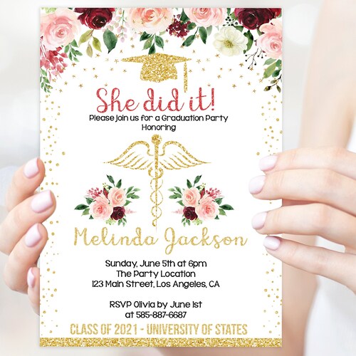 Editable Nursing Graduation Invitation. Registered Nurse - Etsy