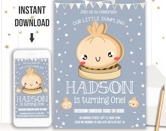 Dim Sum Birthday Invitation Dimsum Dumpling Bao Baby - Etsy