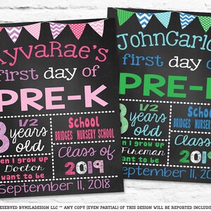 Printable First Day of Preschool Sign First Day of Pre-k - Etsy