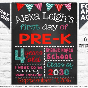 Printable First Day of Preschool Sign First Day of Pre-k - Etsy