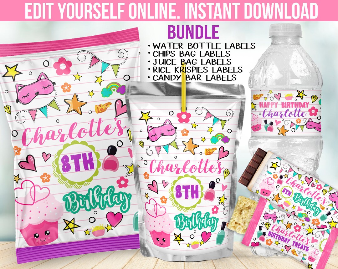Slumber Sleepover Party Decorations for Girls Themed Birthday Decor and ...