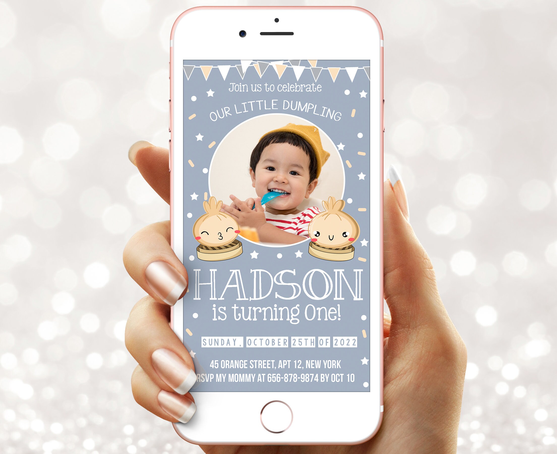 Dumpling Birthday Party Invitation Boy or Girl Phone Invite - Etsy