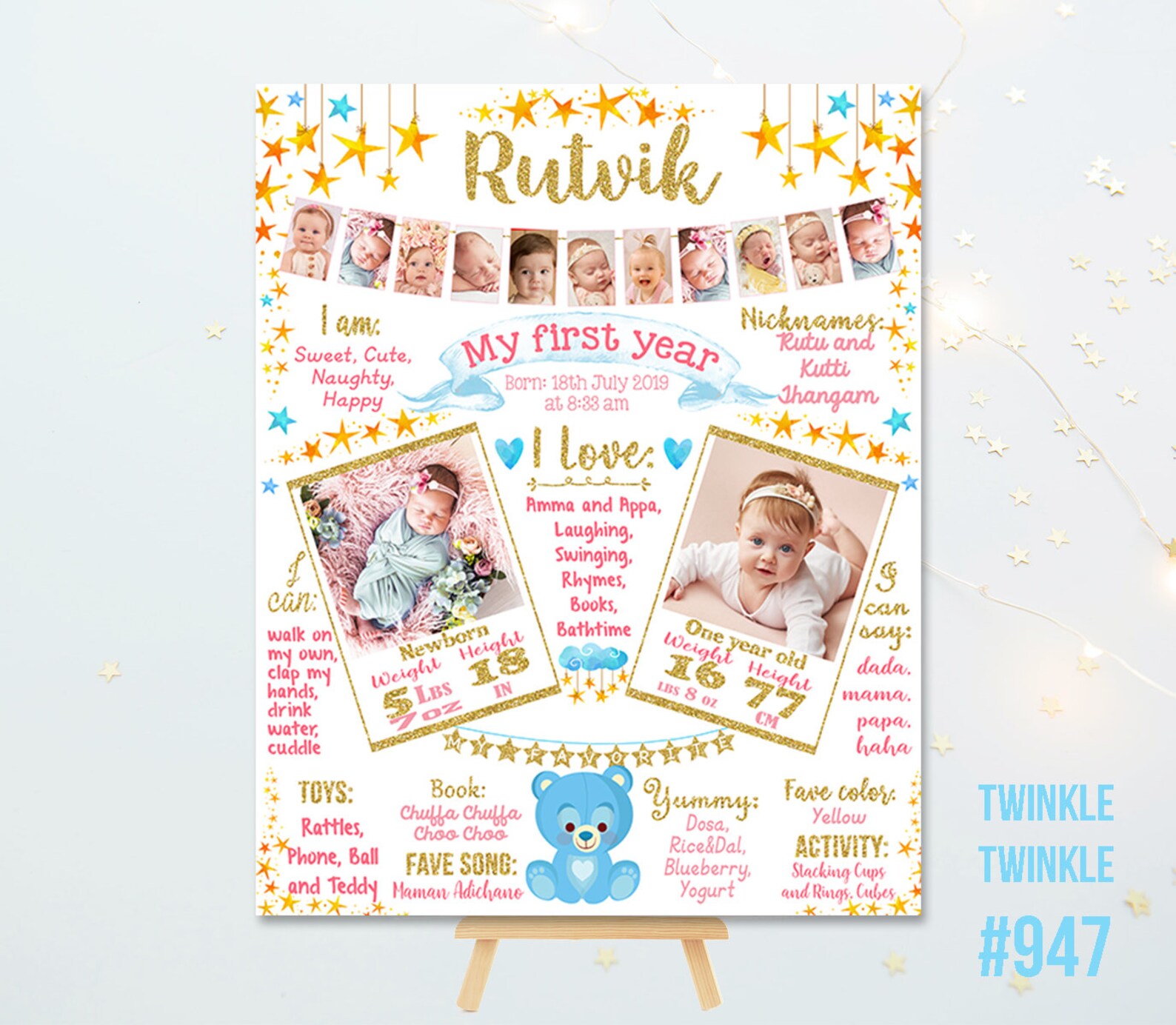Printable First Birthday Photo Collage Milestone Sign Poster - Etsy Canada