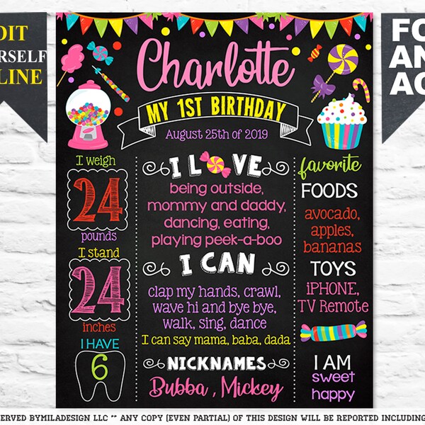Birthday Candy Poster Board - Etsy