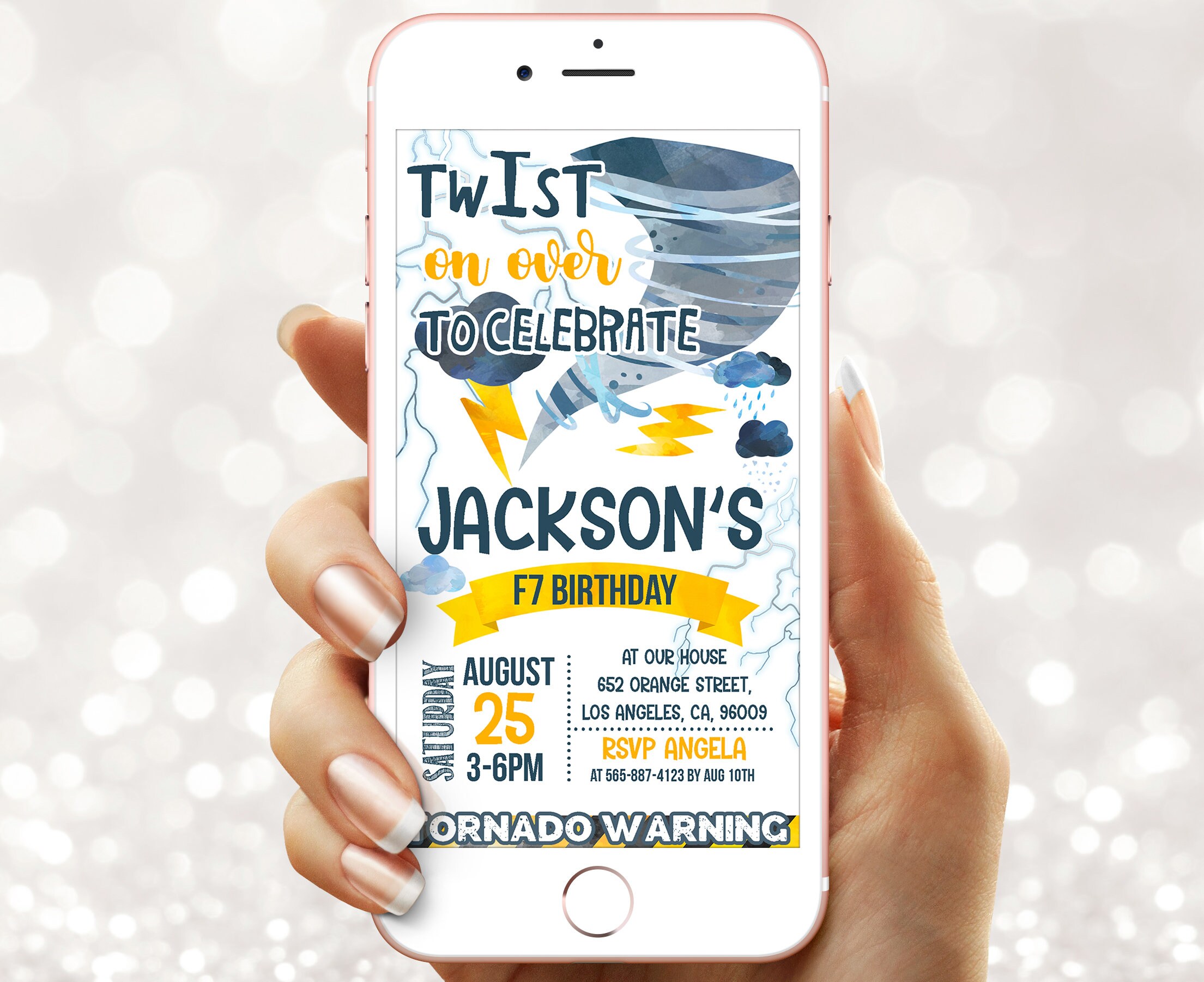Editable Tornado Birthday Invitation - Storm Hurricane Fournado Party E ...