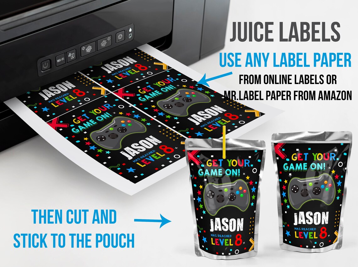 Video Game Party Decoration - Gamer Birthday Chip Bag Label Favor ...