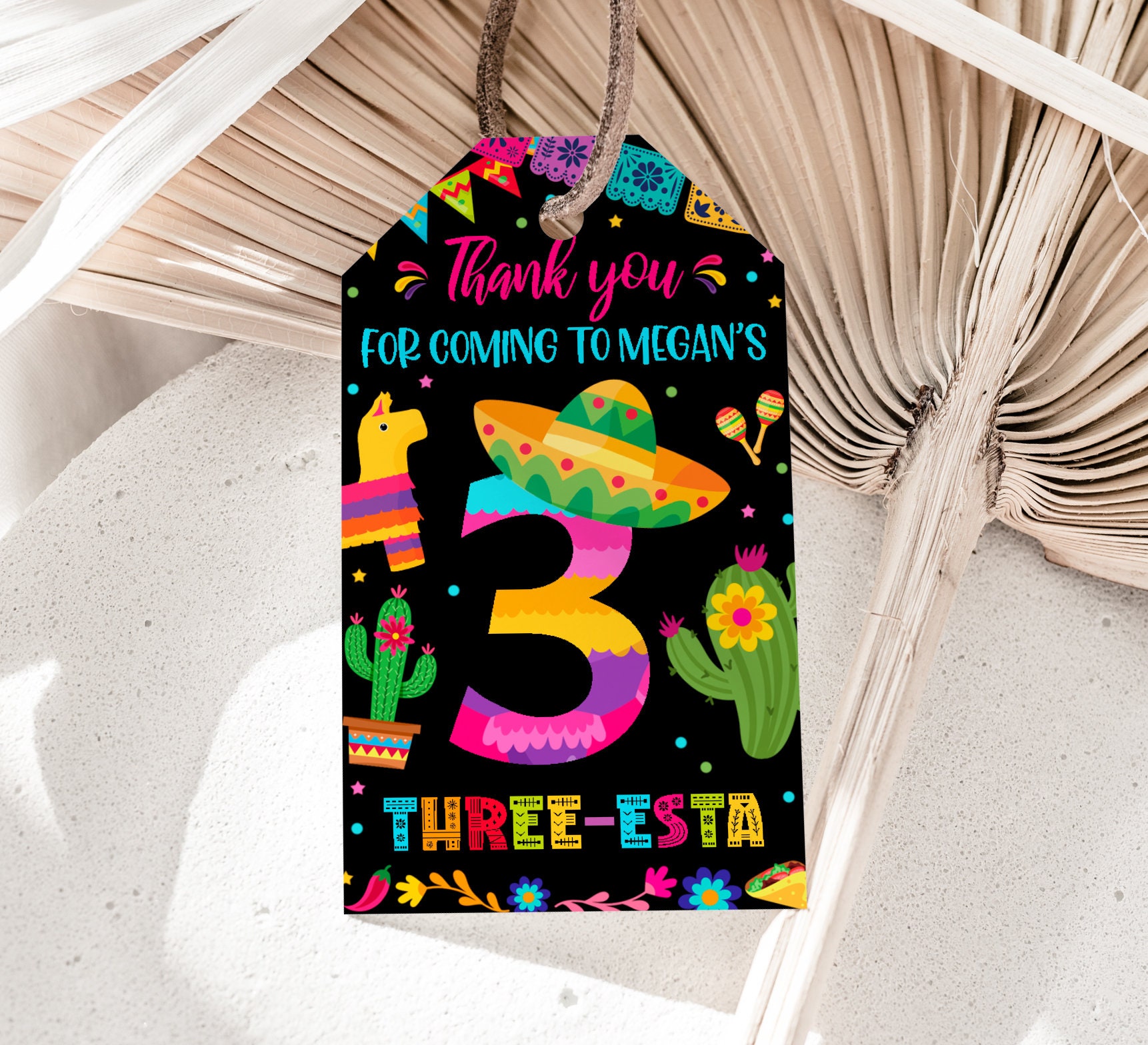 Three-esta Birthday Party Invitation - Fiesta 3rd Bday Invites for a ...