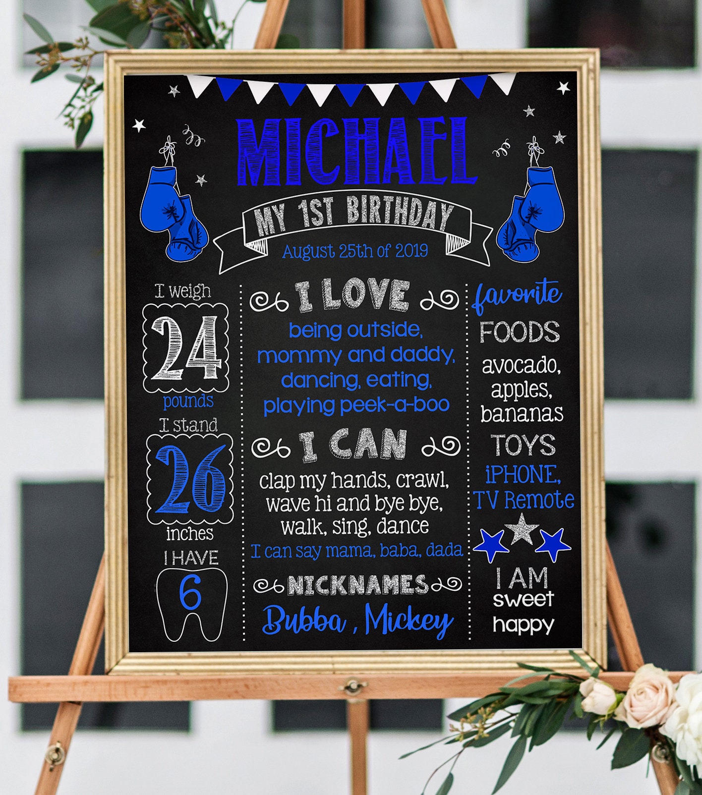 Boxing Birthday Milestone - Boxer Themed Party Poster - Editable ...