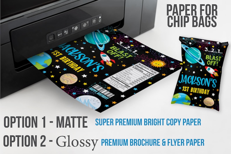 Space Birthday Party Decor Galaxy Chip Bag Label Favors - Etsy