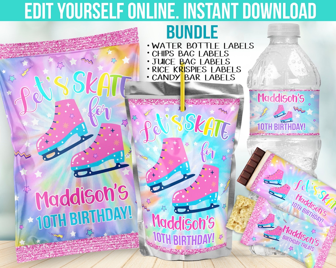 Ice Skating Birthday Party Favors - Ice Skate Theme Chipn Bag Supplies ...