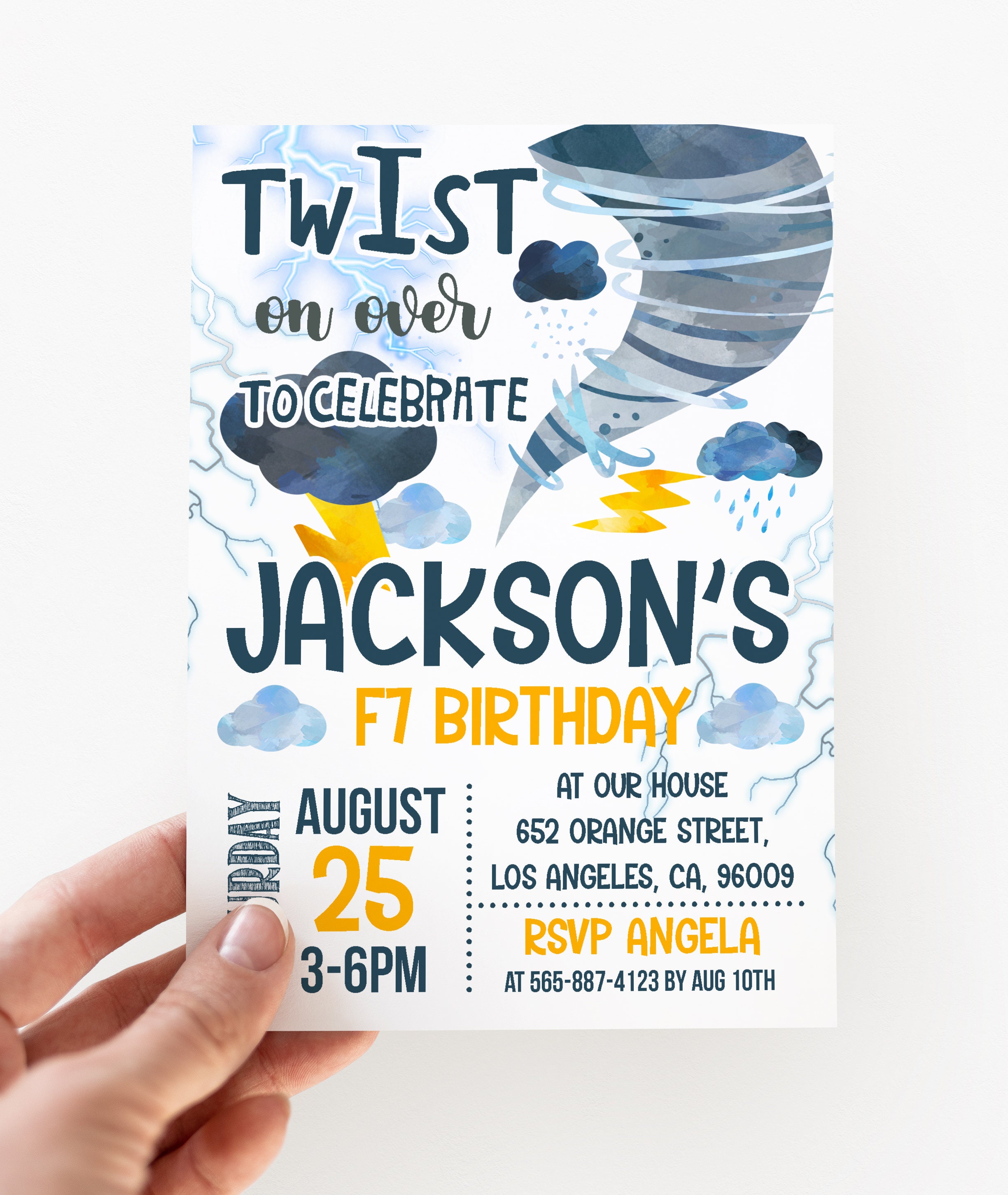 Editable Tornado Birthday Invitation - Storm Hurricane Fournado Party E ...