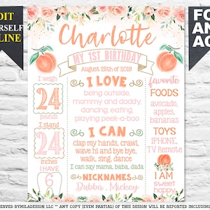 Peach First Birthday Chalkboard Sign Sweet as a Peach 1st - Etsy