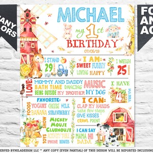 Farm Animals First Birthday Party White Chalk Board Sign - Etsy