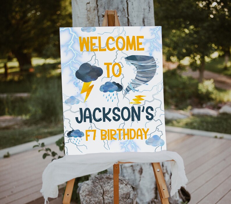 Editable Tornado Birthday Party Welcome Sign Fournado - Etsy