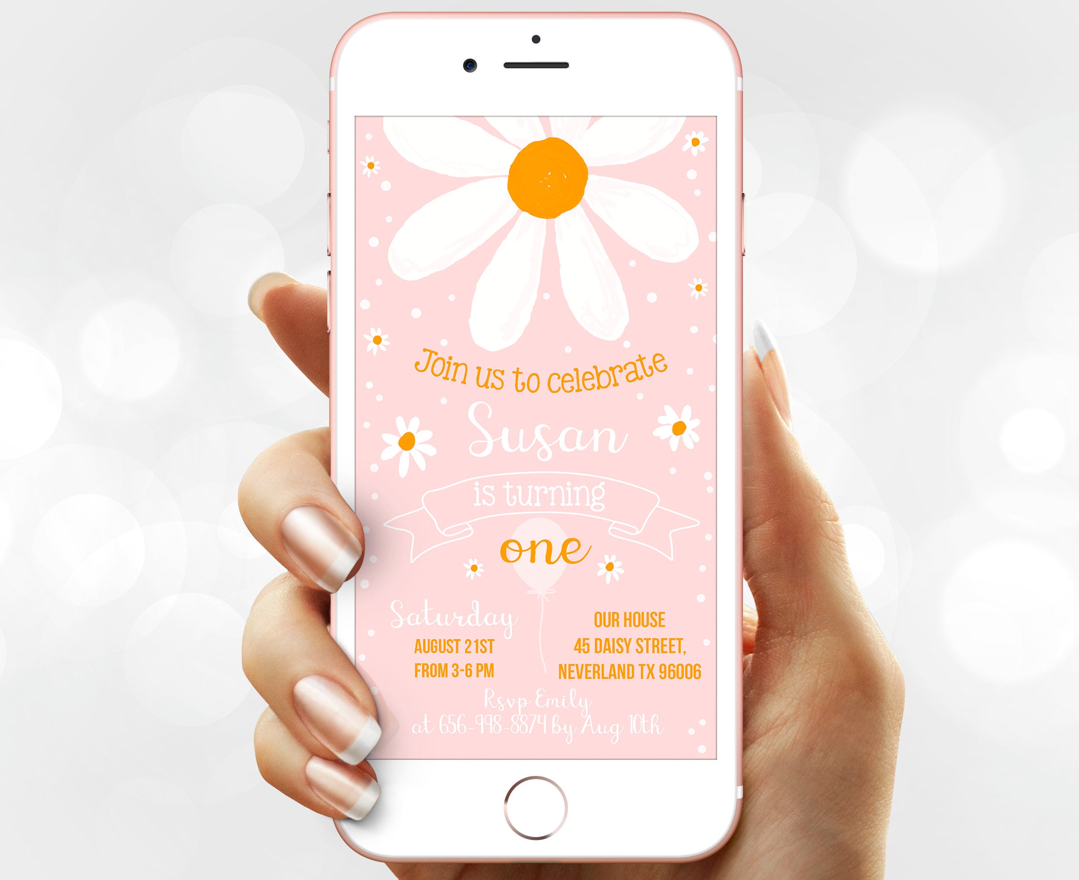 Digital Daisy Birthday Party Invitation Electronic Daisy - Etsy
