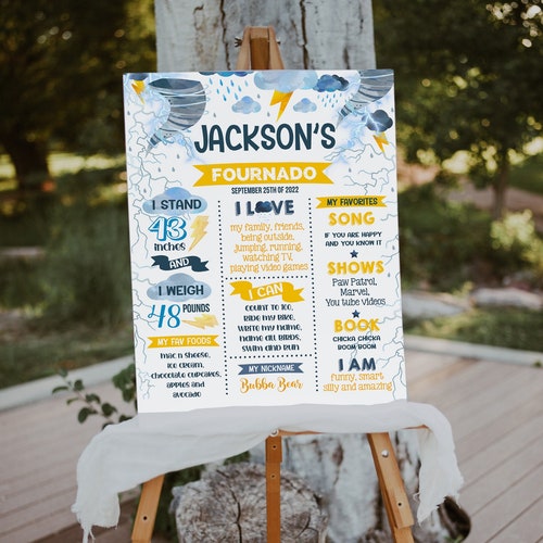 Fournado Tornado Birthday Milestone Sign Poster Twonado - Etsy
