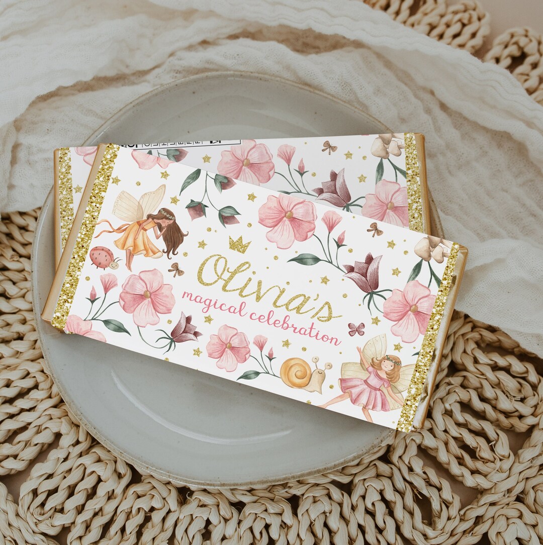 Editable Fairy Chocolate Wrapper Birthday Party Personalized - Etsy