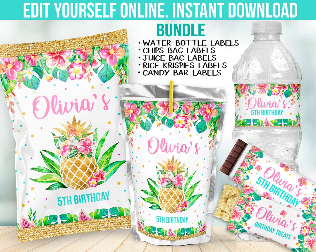 Pineapple Party Decor - Hawaiian Summer Beach Birthday Favors ...