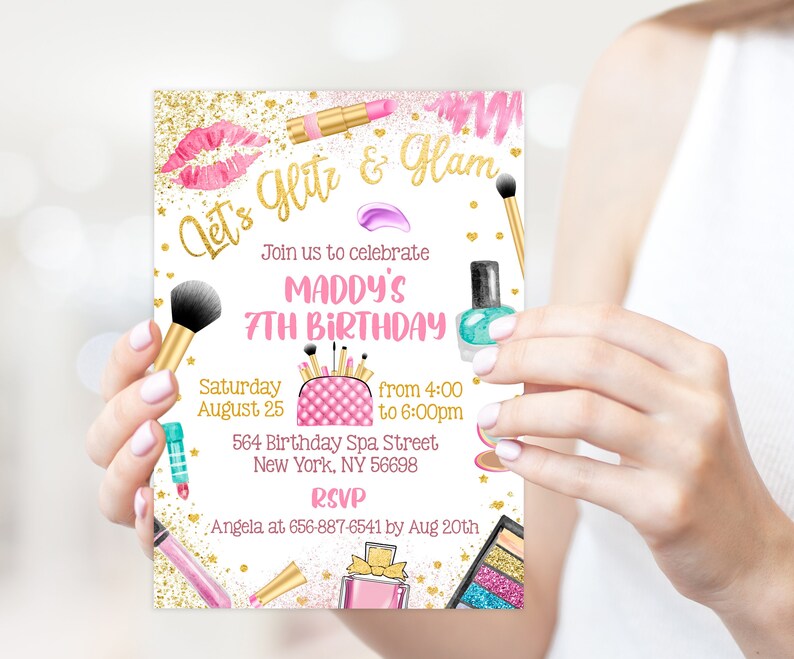 Editable Spa Birthday Party Invitation Makeup Girl Invite - Etsy Canada