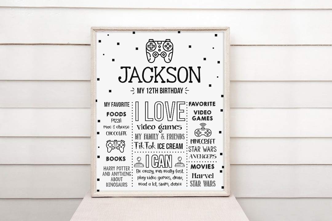 Editable Gamer Birthday Milestone Sign - Video Gaming Party Board ...