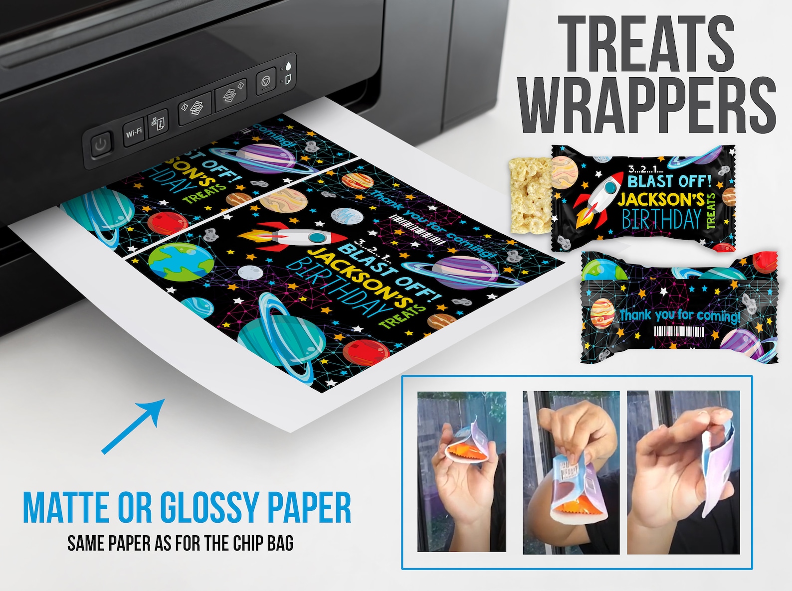 Space Birthday Party Decor Galaxy Chip Bag Label Favors - Etsy