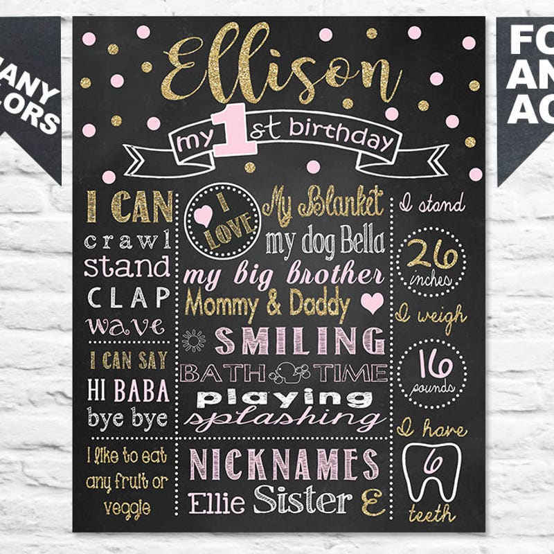 First Birthday Chalkboard - Etsy