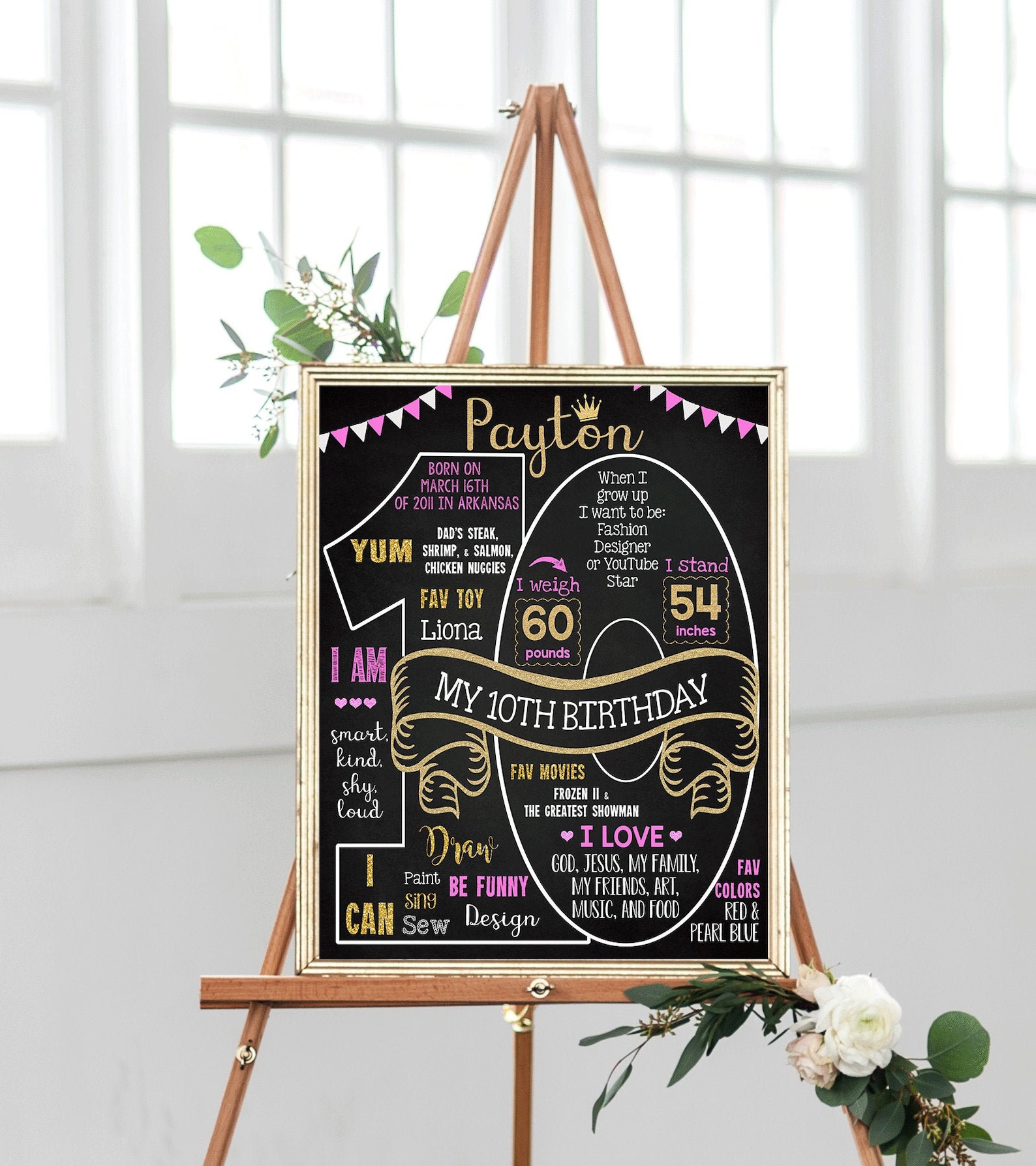 10th Birthday chalkboard sign 10th party poster banner | Etsy