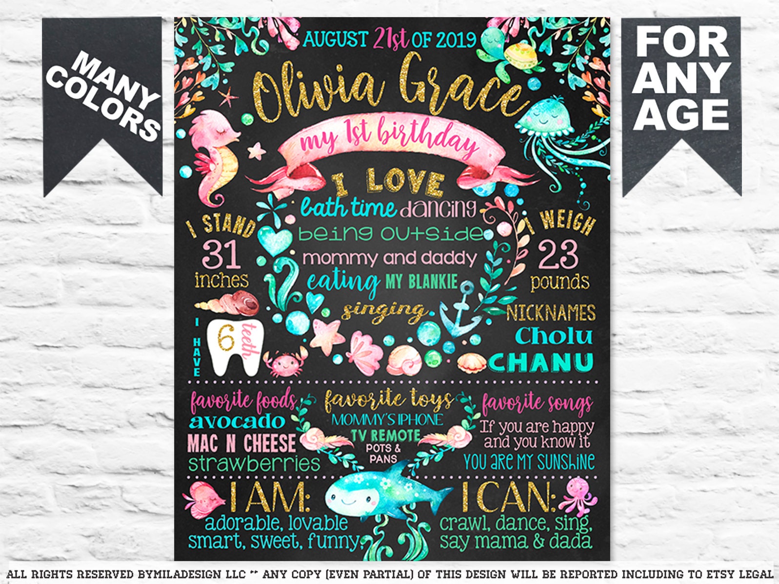 Under the Sea First Birthday Poster Party Supplies | Etsy