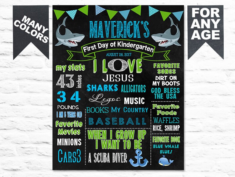 Printable First Day of Kindergarten Chalkboard Sign Poster - Etsy