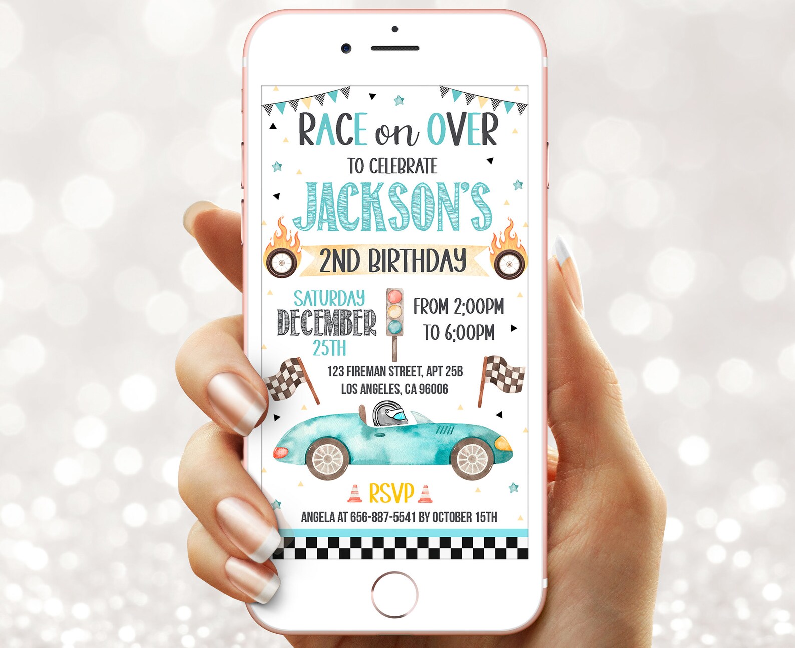 Race Car Birthday Party Invitation Two Fast Themed Invite - Etsy