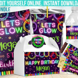 Glow Neon Party Decorations - Birthday Decor Glow in the Dark - Chip ...