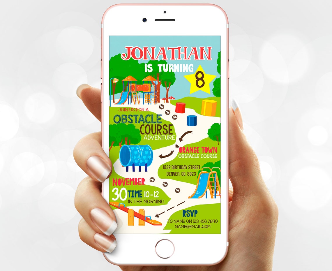 Editable Obstacle Course Birthday Invitation Playground | Etsy