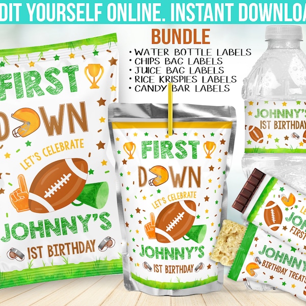 1st Year Down Football Party Favors - Etsy