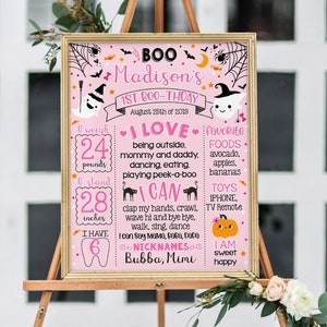 Halloween First Birthday Chalkboard Sign for a Girl Boo 1st - Etsy