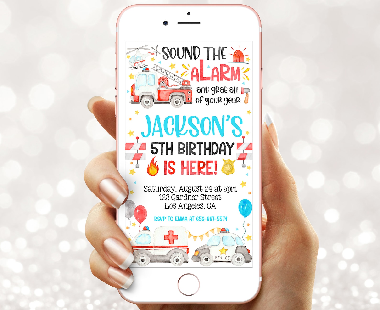 First Responders Birthday Party Invitation - Calling All Units ...