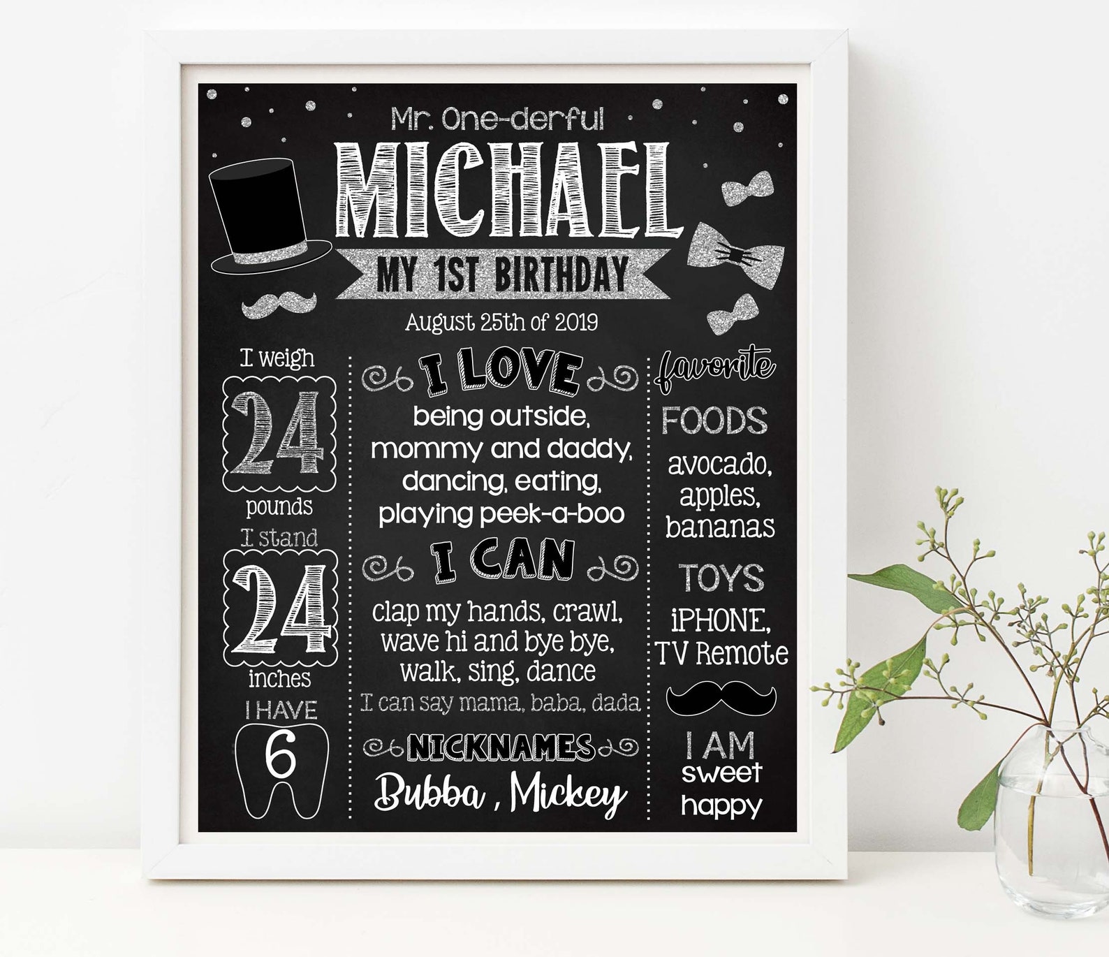 Printable Mr Onederful Party Birthday Chalkboard Sign 1st Chalk Board ...