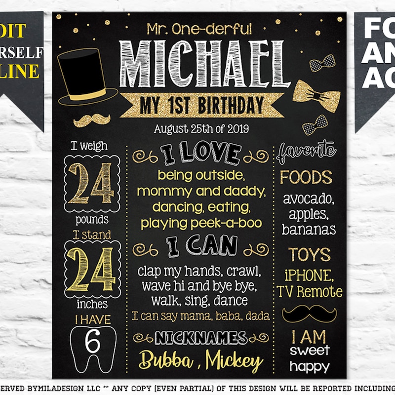 Mr Onederful Printable Sign - Etsy