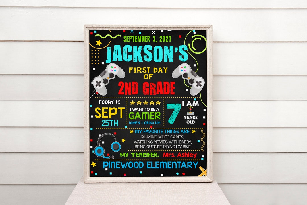Gamer First Day of School Sign - Boys Gaming Last Day 1st Day of ...