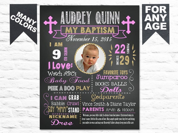 Printable Baptism Christening Poster Banner Sign Milestone for | Etsy