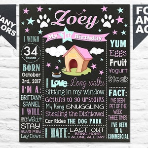 Dog First Birthday Chalkboard Sign Pet 1st Bday Chalk Board - Etsy