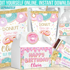 Donut Birthday Chalkboard Sign - Editable Milestone Donut Theme Party ...