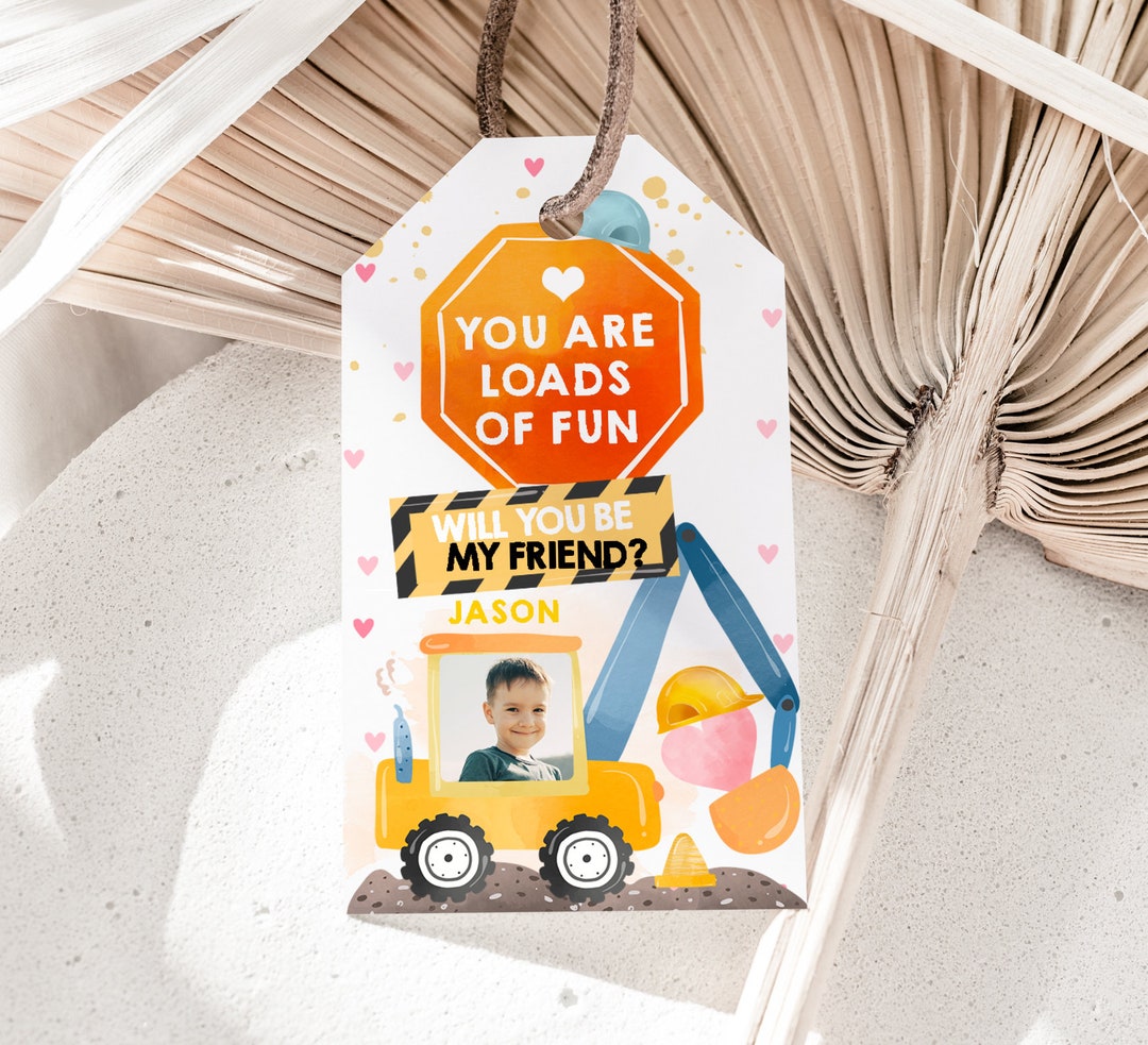 Editable Digger Valentine's Day Tag Boy Tag Instant Download Template ...