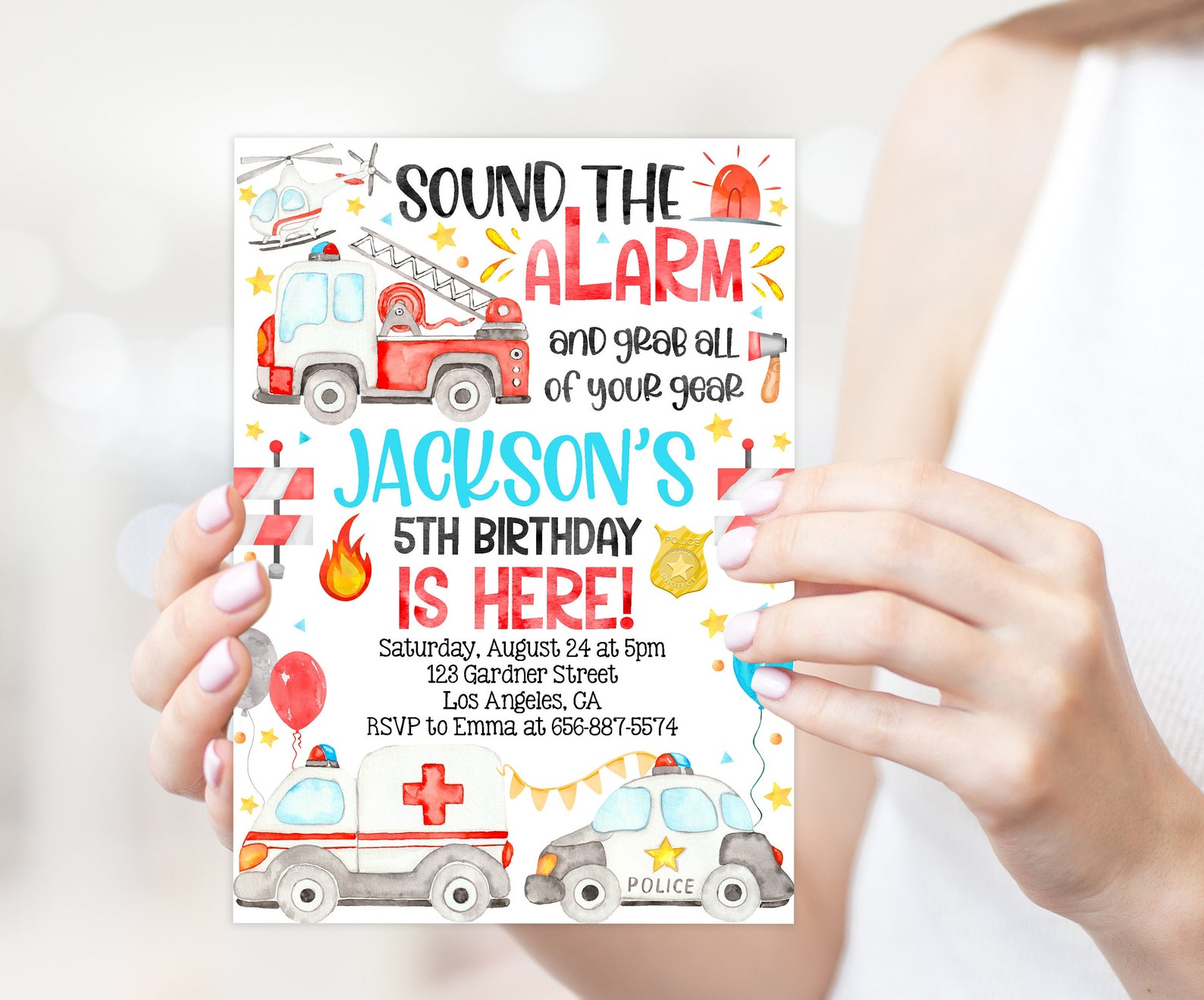 First Responders Birthday Party Invitation Calling All Units, Emergency ...