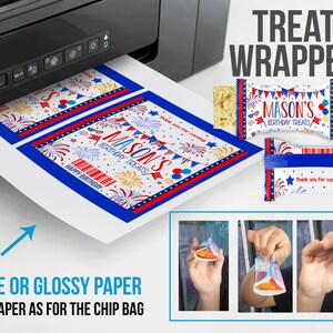 Red White and Blue July 4th Birthday Party Decorations - Chip Bag Label ...