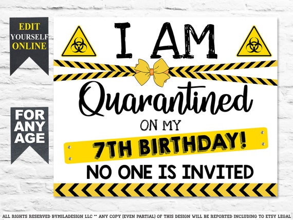 Quarantine Birthday Sign Isolation Birthday Poster Party | Etsy